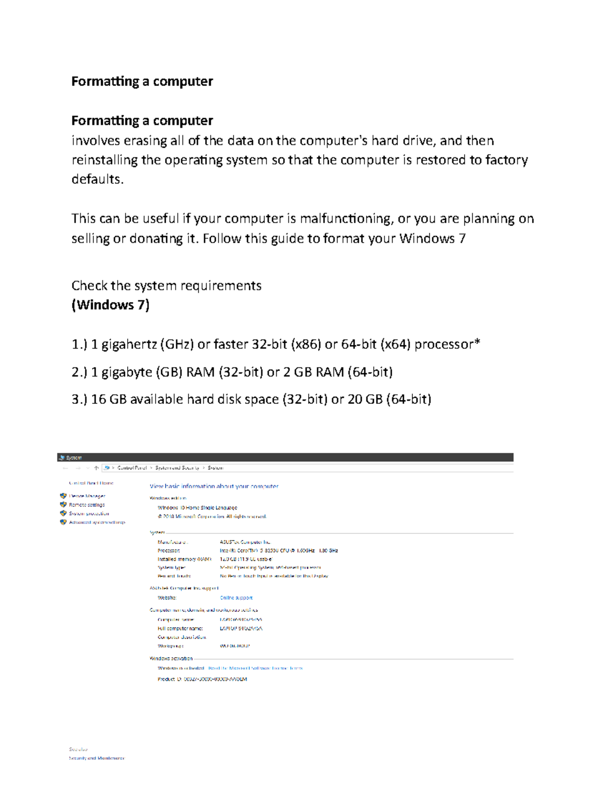 Formatting Computer or Laptop - Information Technology - DHVSU - Studocu