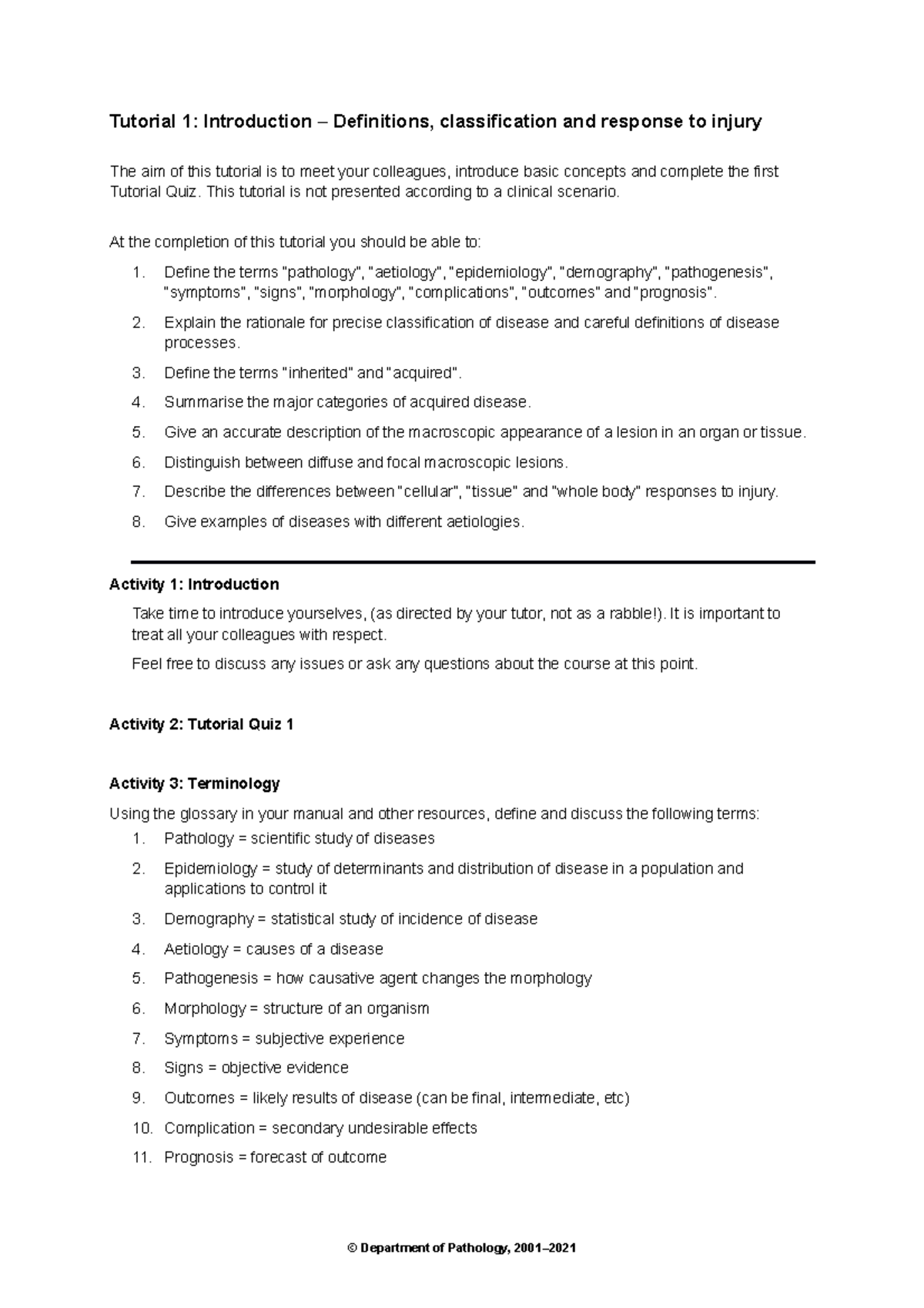 Tutorial 01 - Intro - answers - Tutorial 1: Introduction – Definitions ...