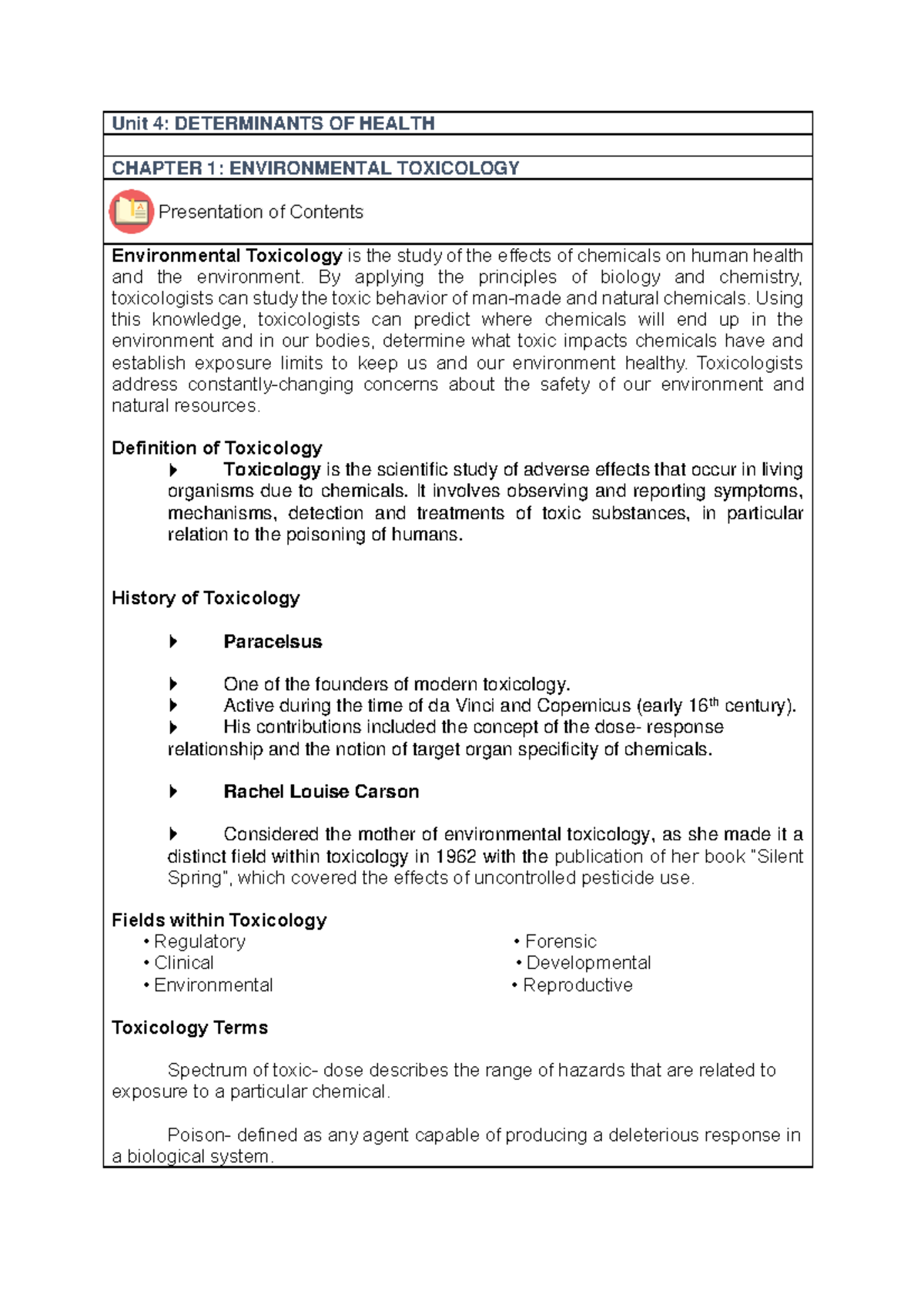 EOH-Unit 4 - Environmental and Occupational Health module - Unit 4 ...