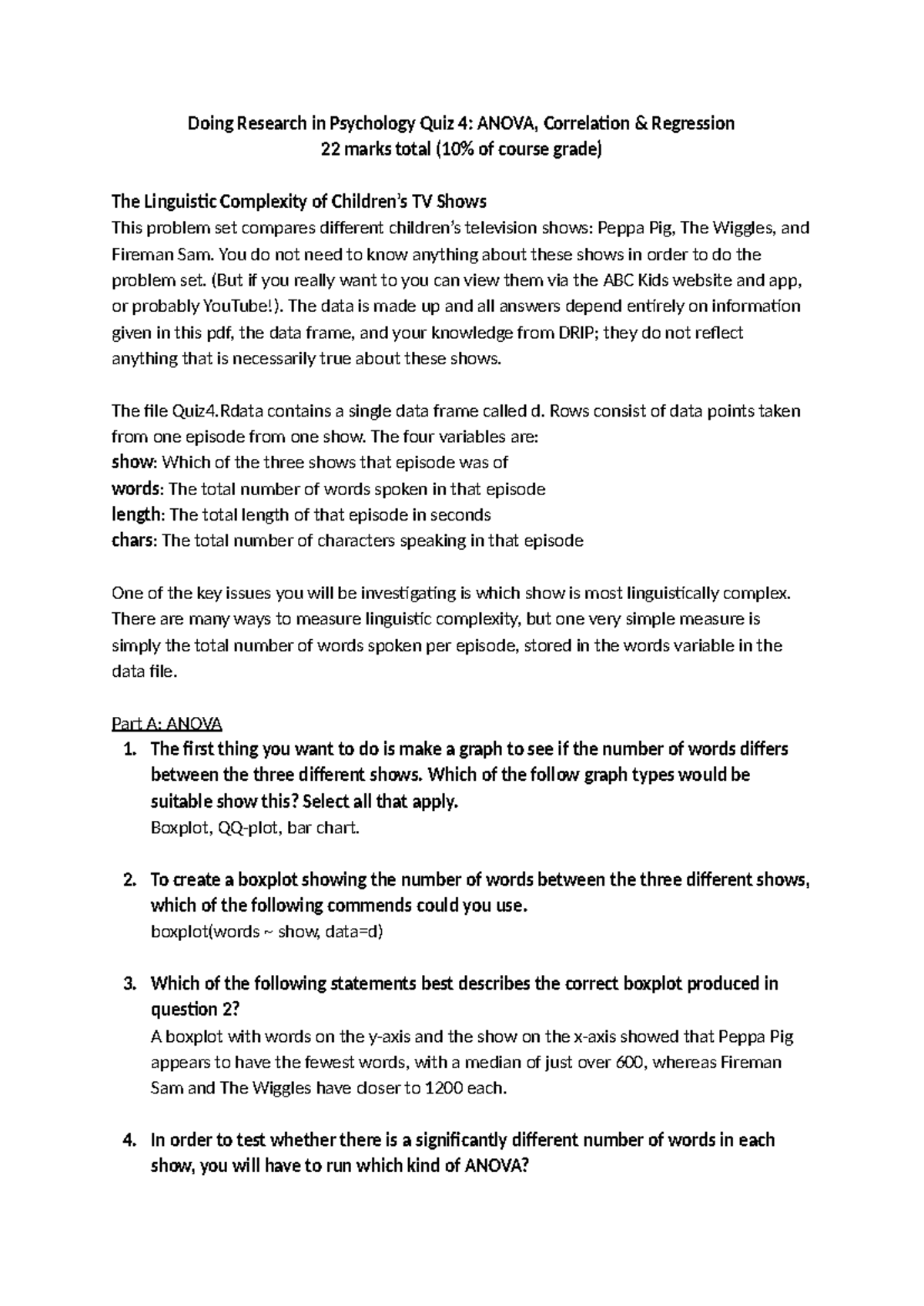 DRIP Quiz 4 - Summative quiz - Doing Research in Psychology Quiz 4 ...