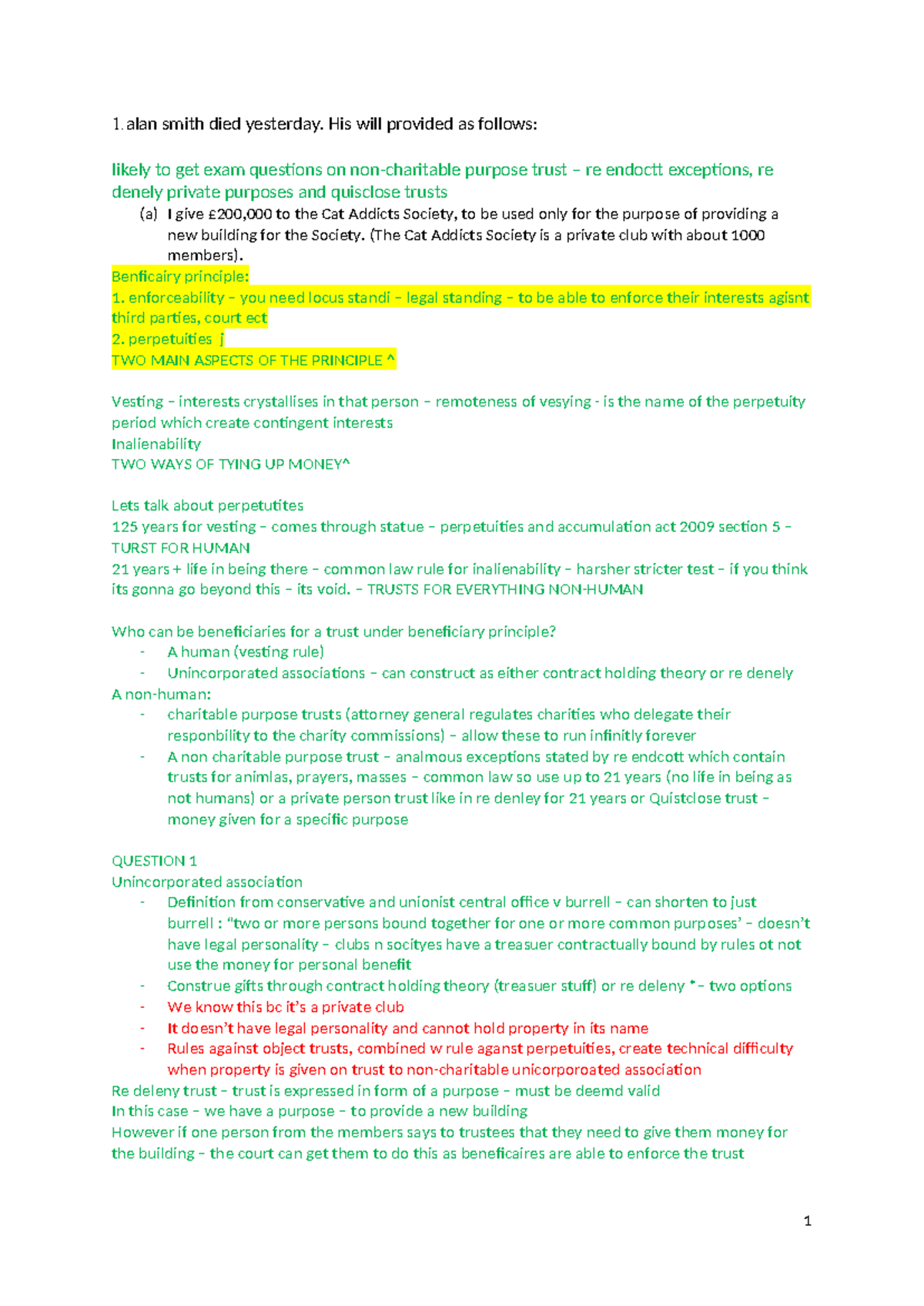 Studco equity tut 3 - beneficiary principle - 1 smith died yesterday ...