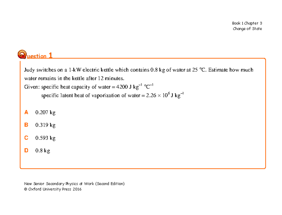 Qc 103 - Physics Quick Check - Change of State New Senior Secondary ...