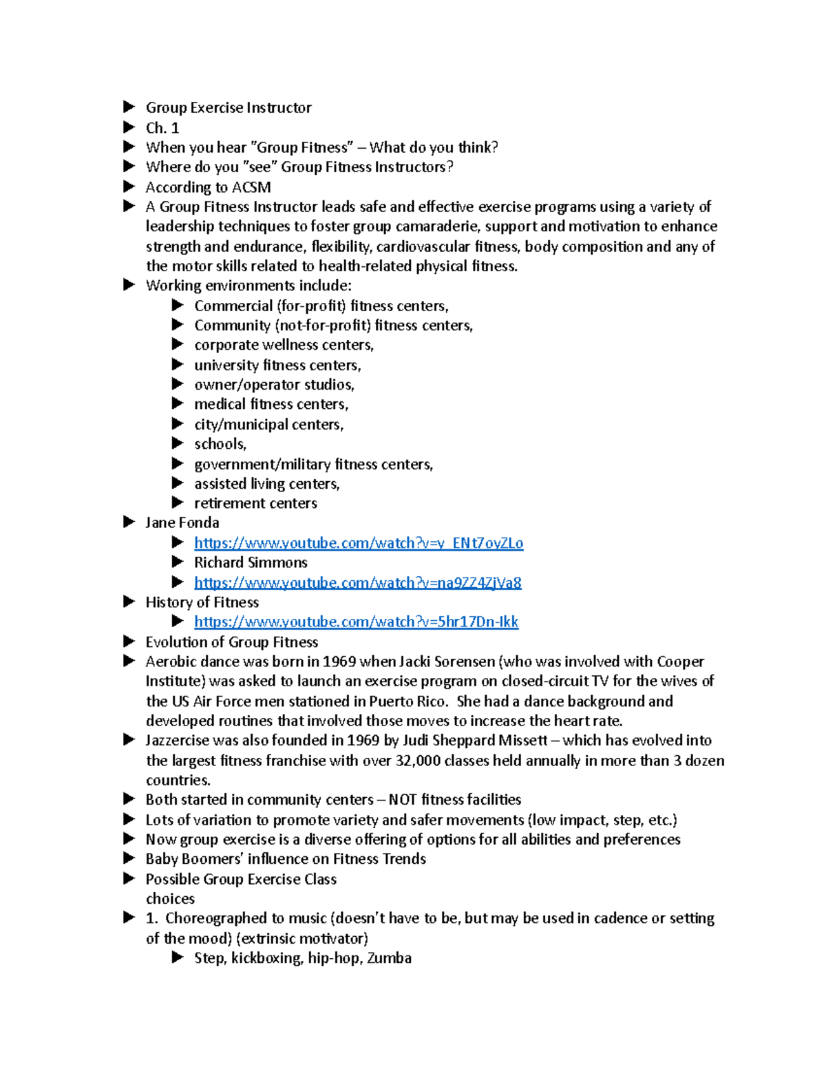 Ch1 (Group Exercise Instructor) - u Group Exercise Instructor u Ch. 1 u ...