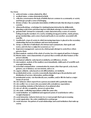 Chapter 4- Soci - hapter 4 Social interaction- process by which people ...