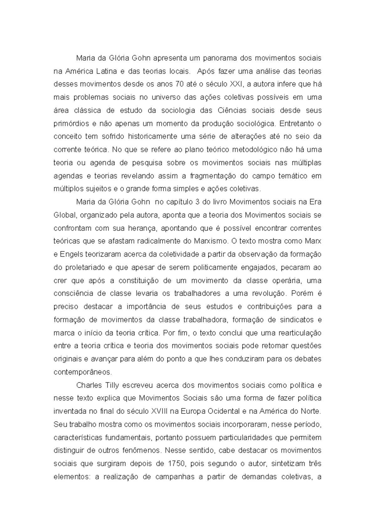 Classes e Movimentos Sociais - Maria da Glória Gohn apresenta um ...