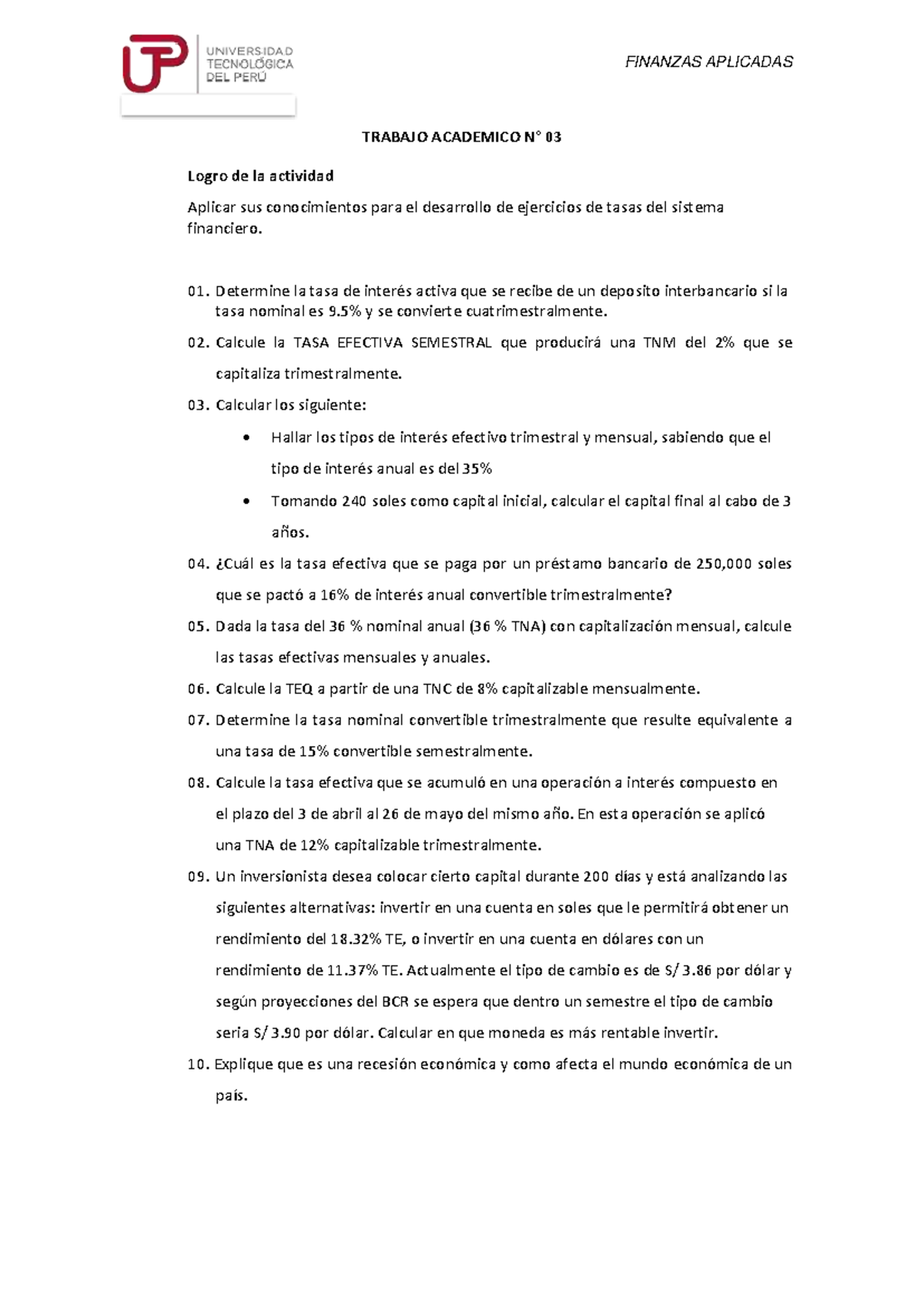Trabajo+ Academico+N%C2%B0+03 - FINANZAS APLICADAS TRABAJO ACADEMICO N ...