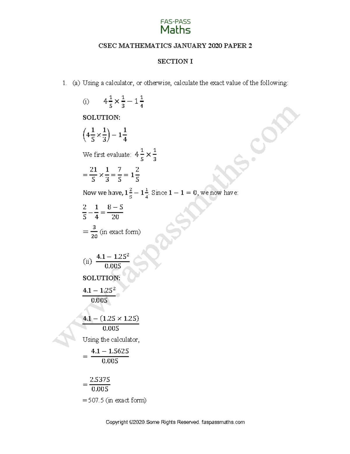 32.1 CSEC Maths Jan 2020 Paper 2 - CSEC MATHEMATICS JANUARY 2020 PAPER ...