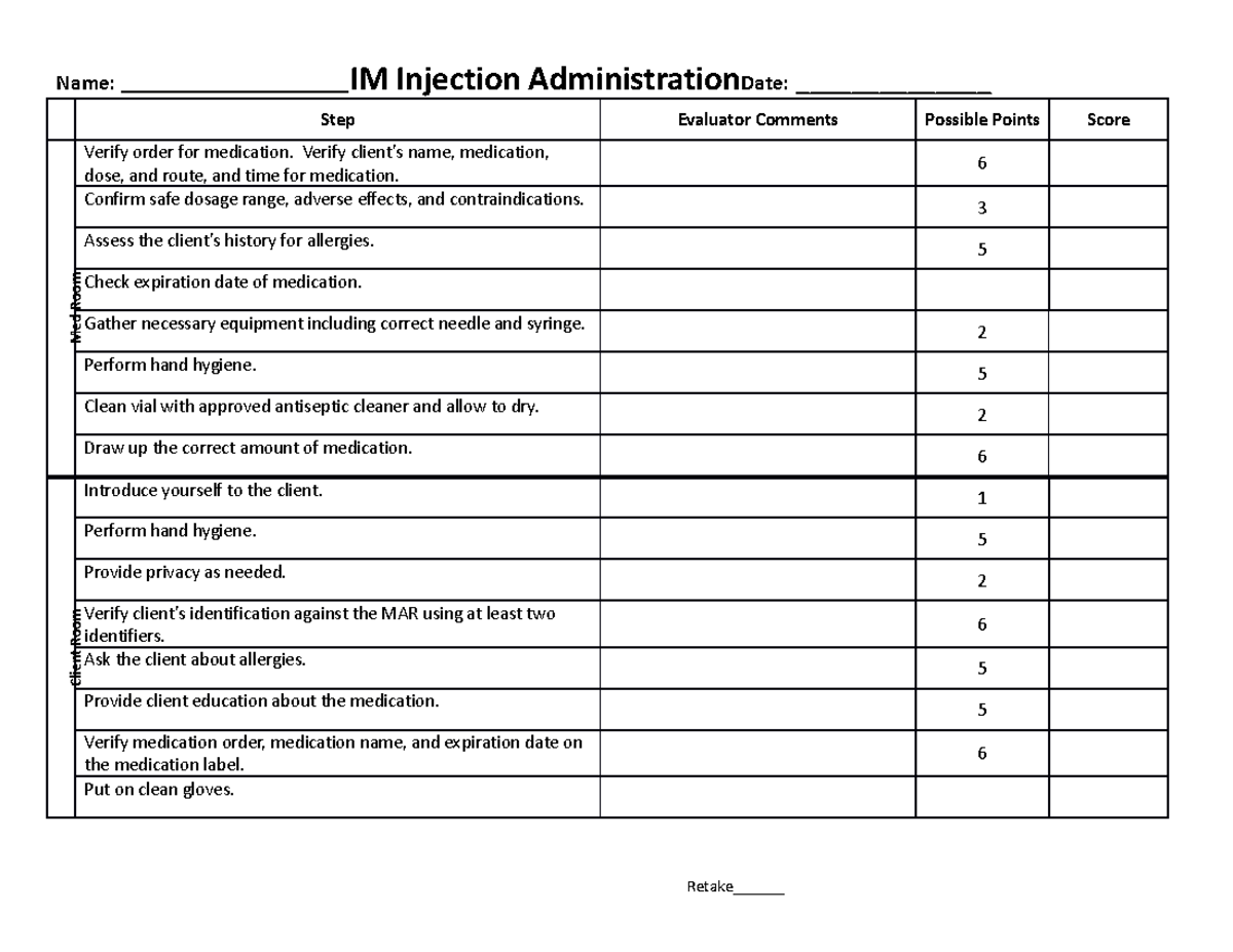 IM Injection Fall 23 - ASSIGNMENT - Name: _____________________IM ...