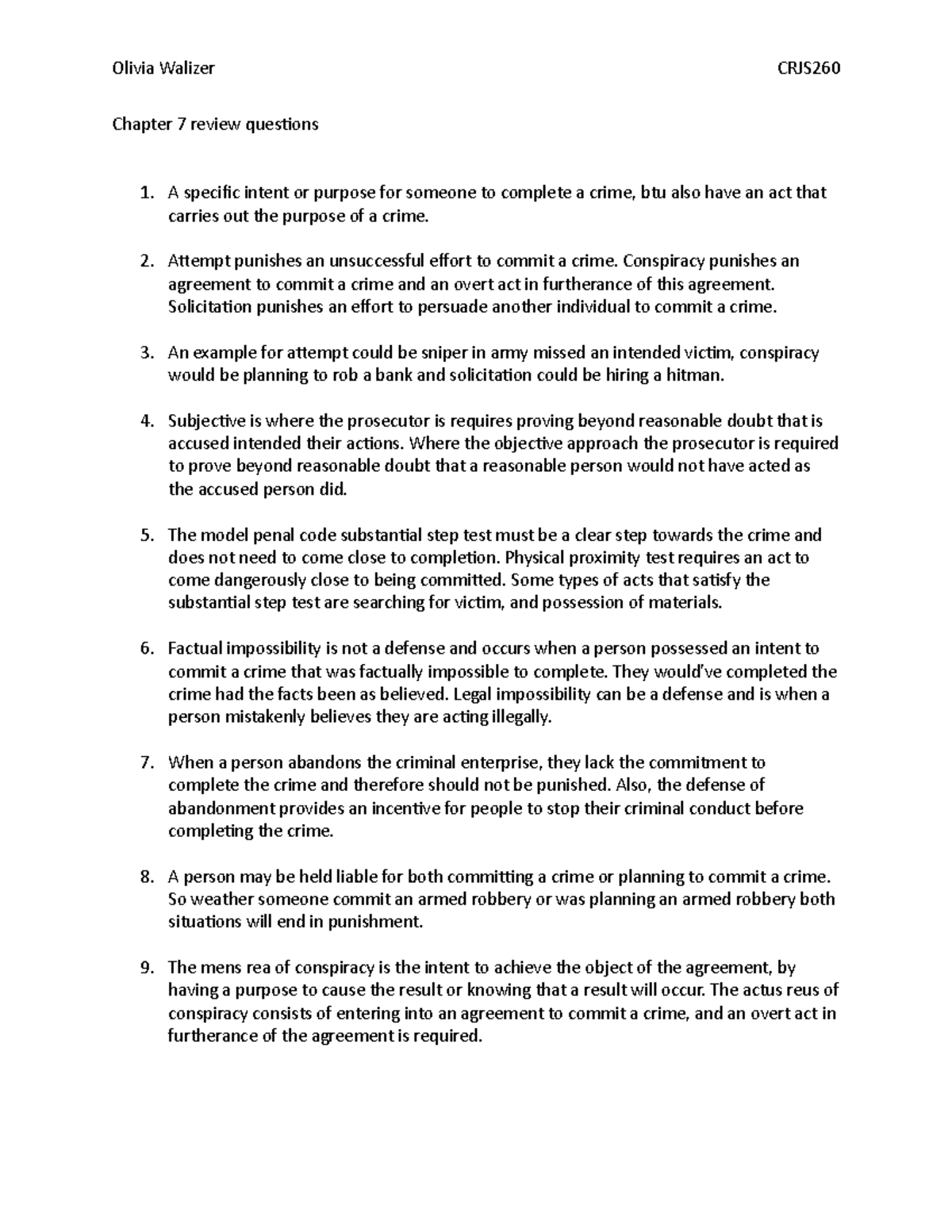 Chapter 7 review questions - Olivia Walizer CRJS Chapter 7 review ...