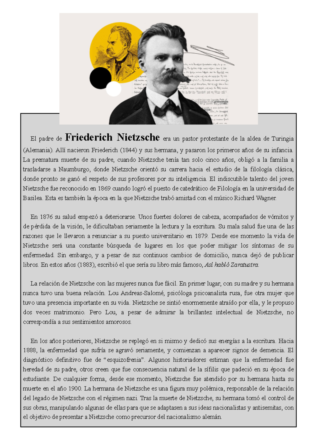 Modernidnad. Nietzsche 2ºBachillerato - El padre de Friederich Nietzsche era un pastor ...