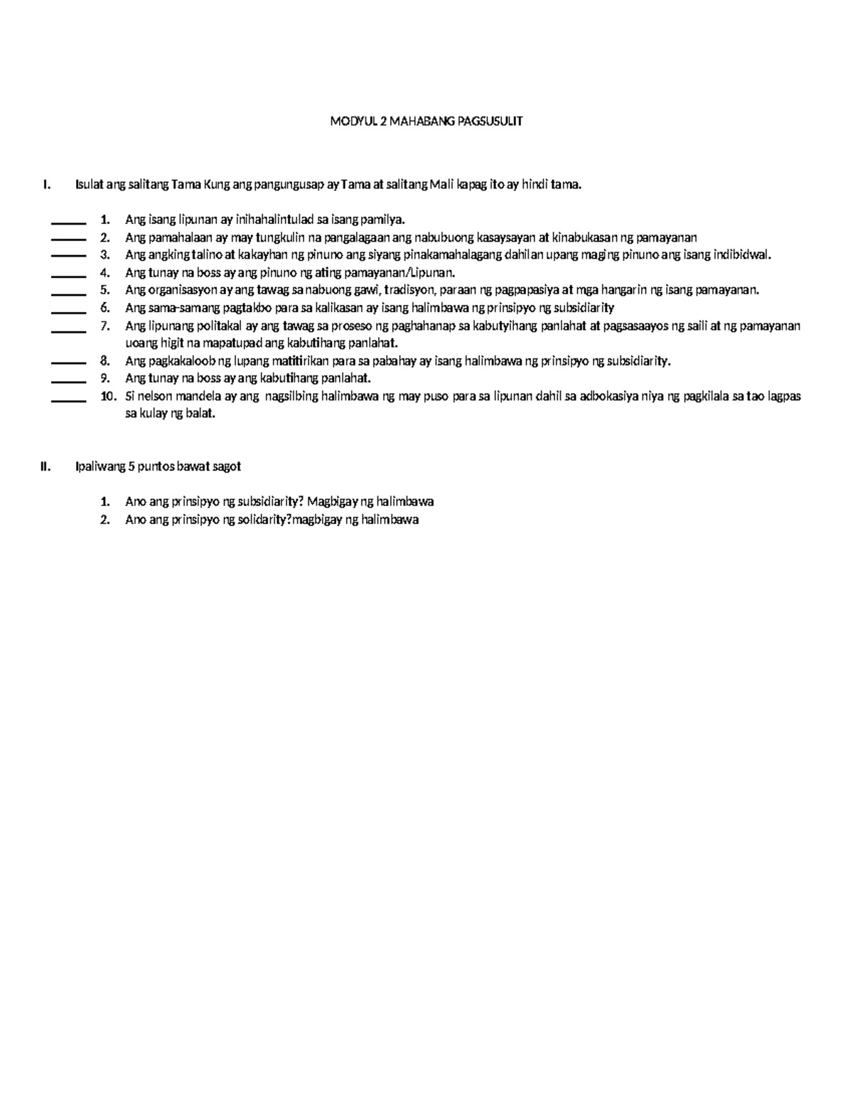 Modyul 2 esp 9 - Summary Philosophy - MODYUL 2 MAHABANG PAGSUSULIT I ...