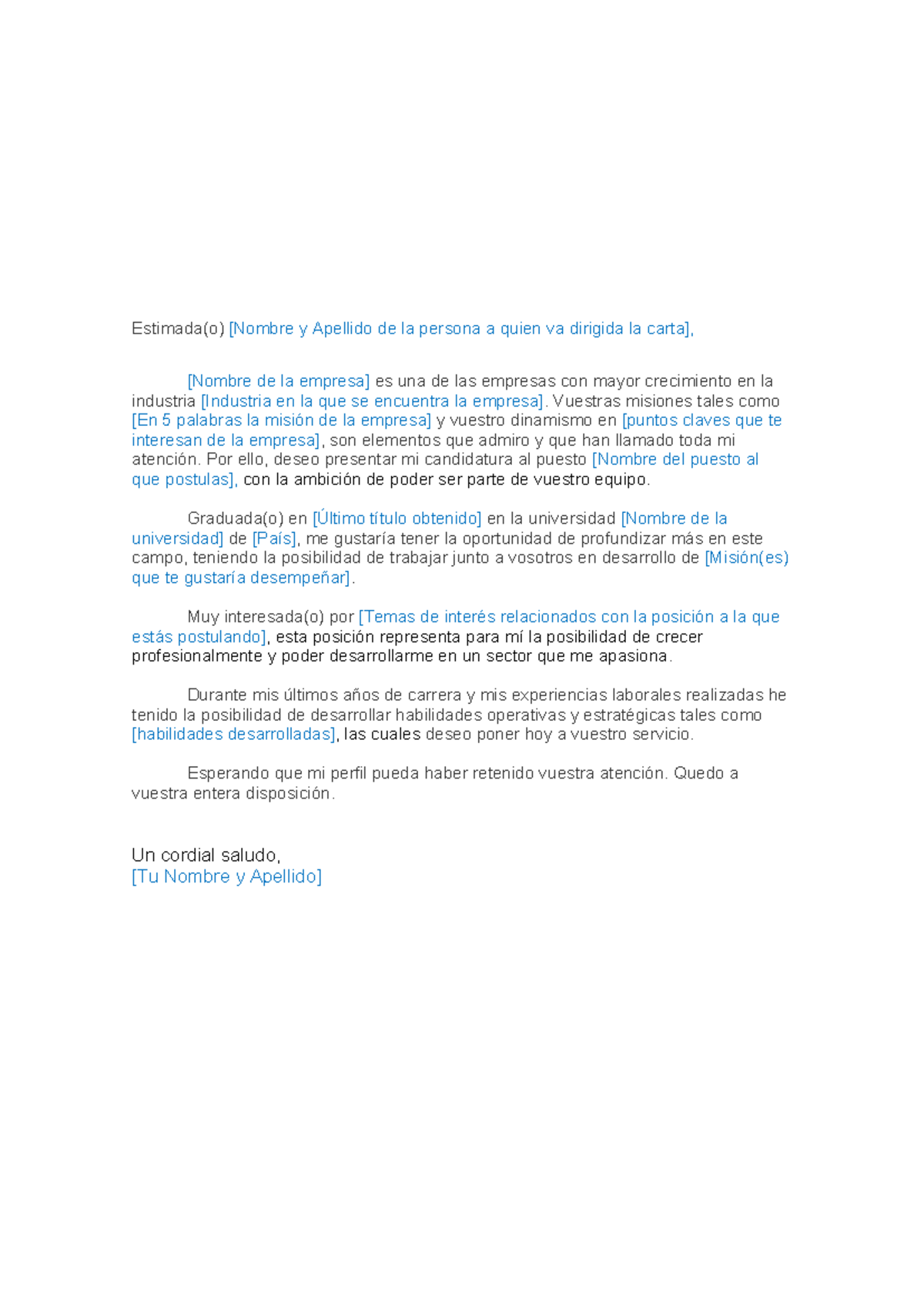 1 modelo de carta de solicitud - Estimada(o) [Nombre y Apellido de la ...