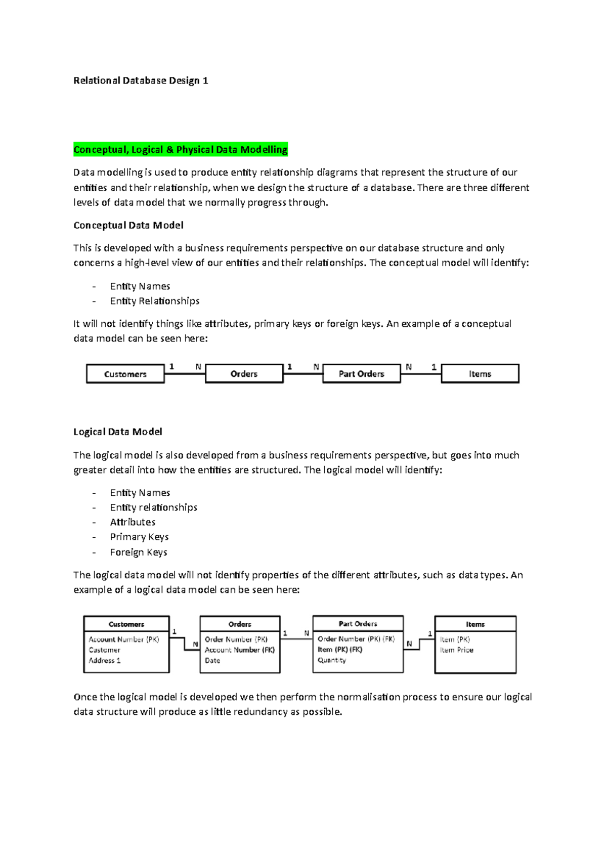 Relational Database Design 1 - There are three different levels of data ...