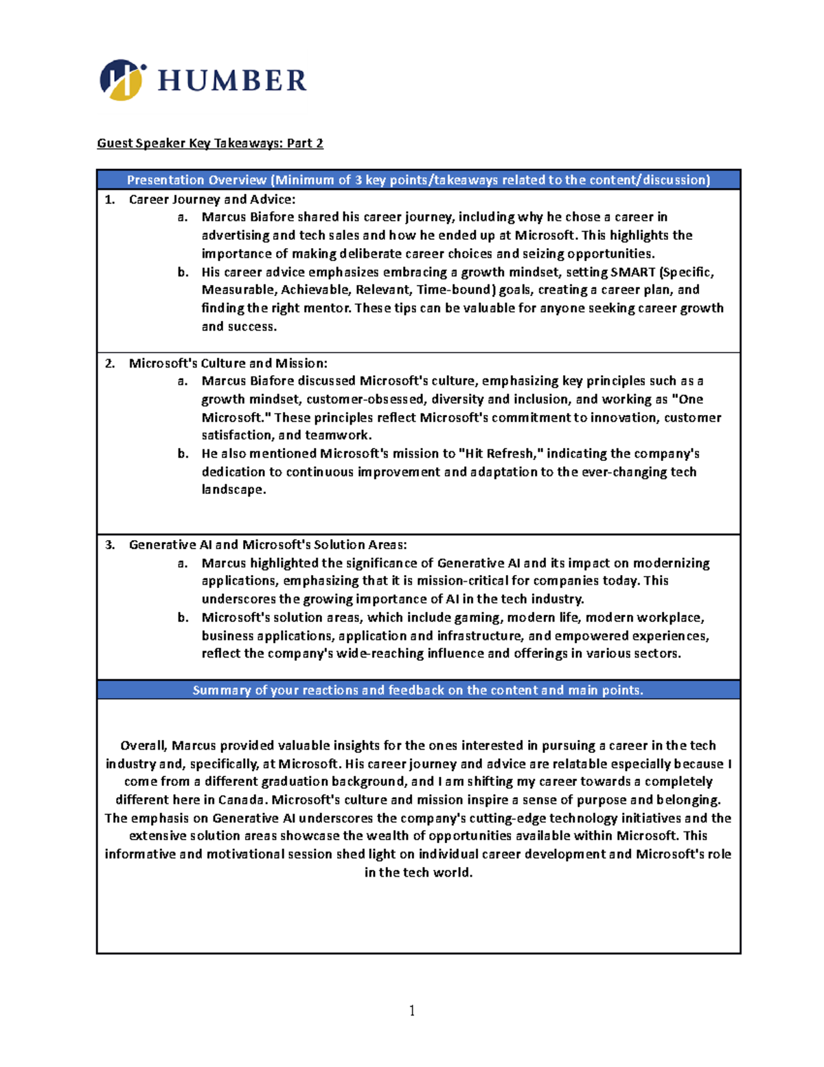 Guest Speaker Report 4 refelction - Guest Speaker Key Takeaways: Part 2 ...