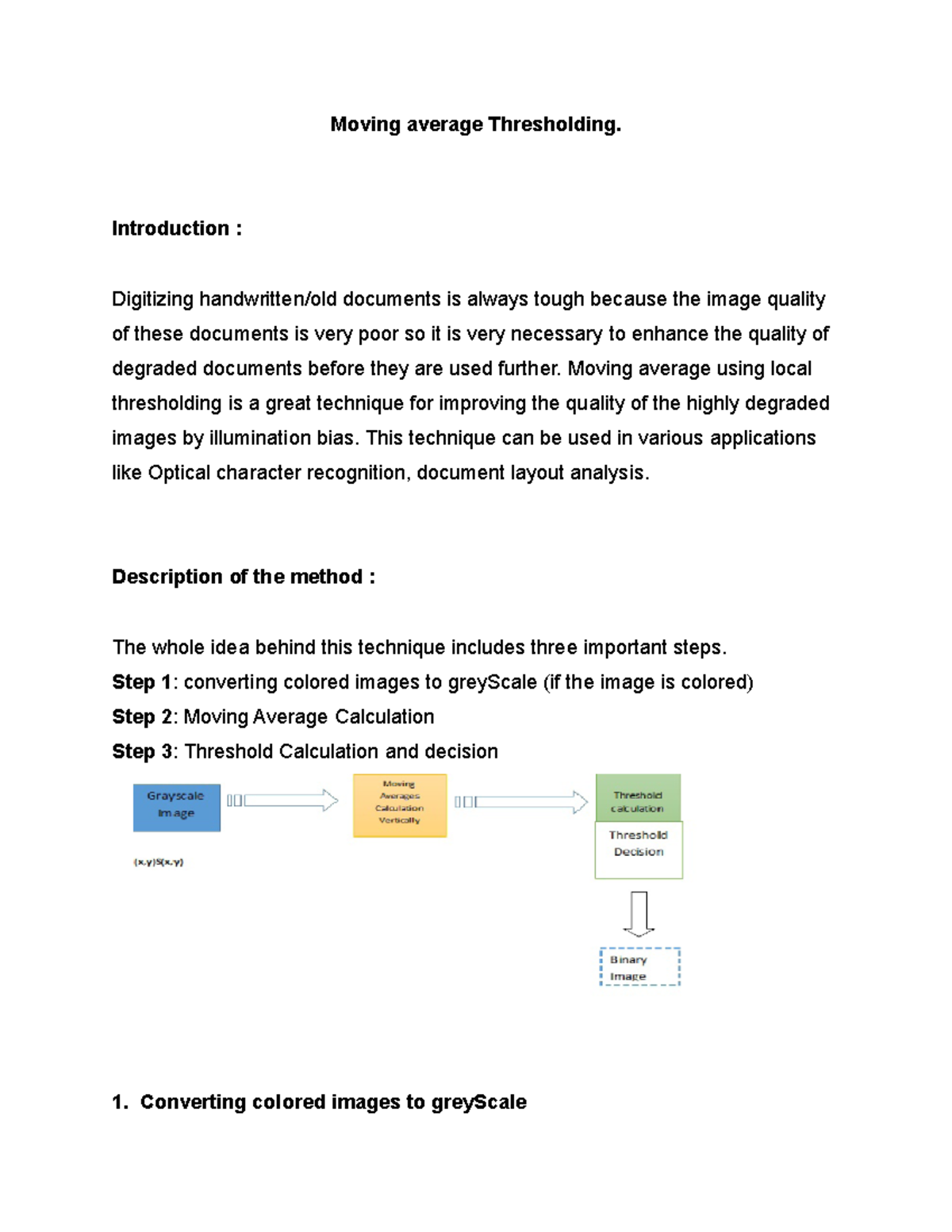 Moving average algorithm assignment - Machine Learning 1 - Moving average Thresholding ...