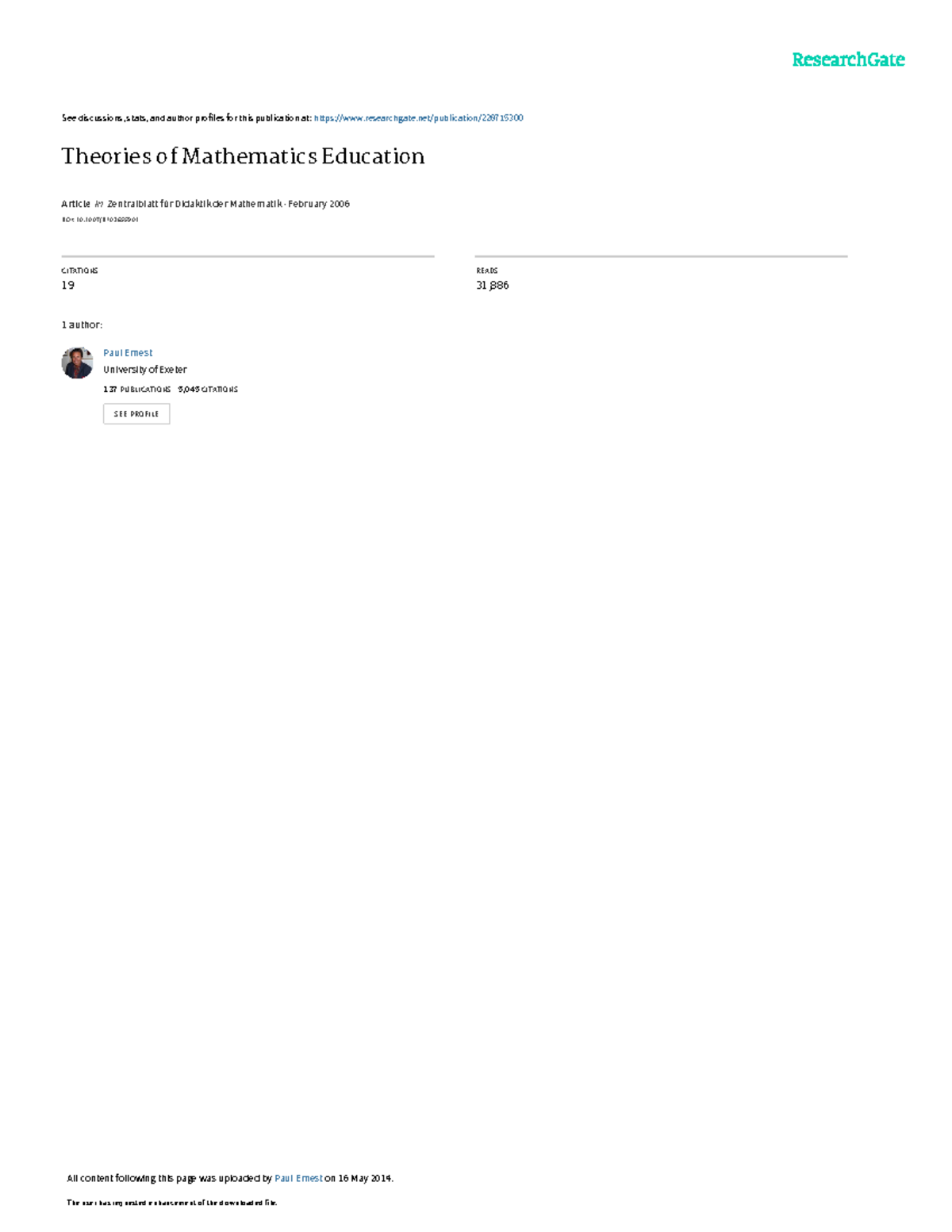 Theories of Mathematics Education - See discussions, stats, and author ...