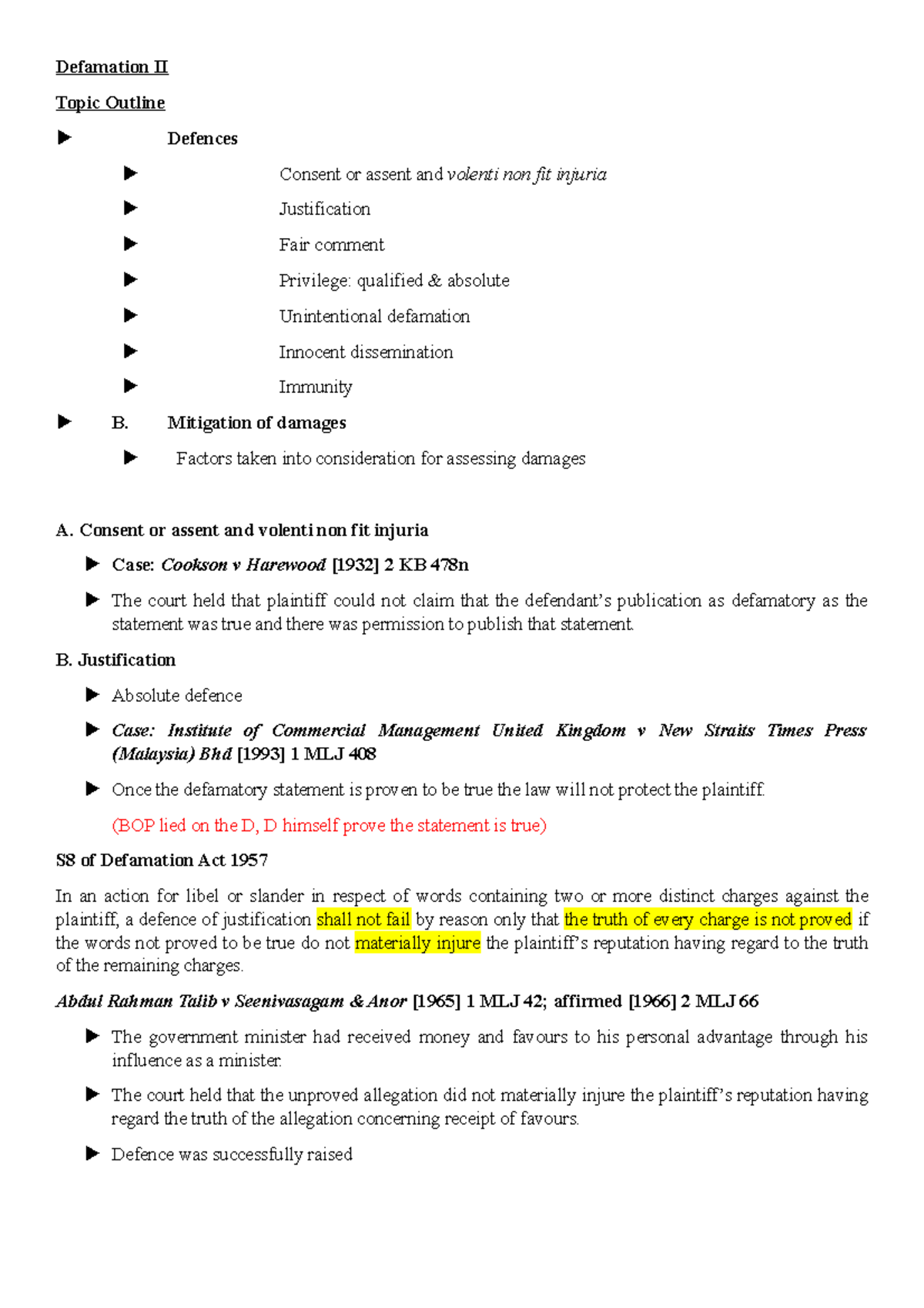 352629 Defamation II - Hope u find it useful!!! - Defamation II Topic ...