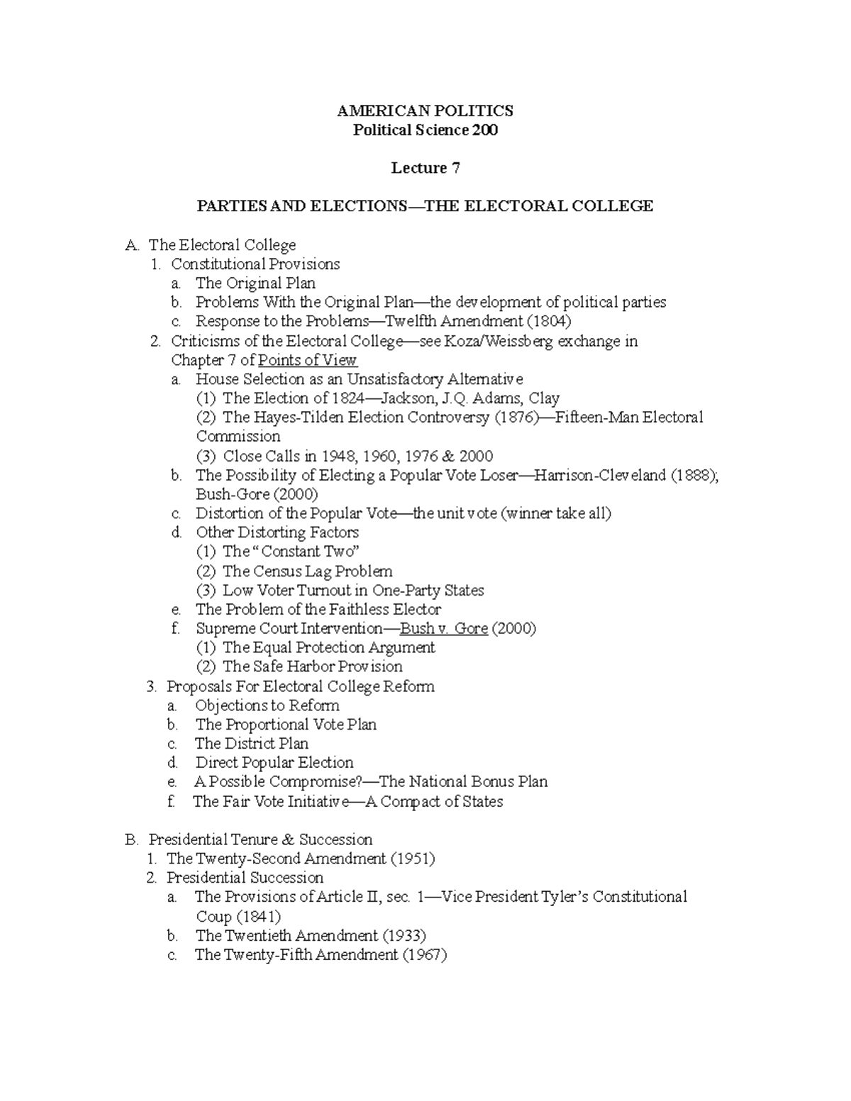 PLSI200lec - Lecture notes 7 - AMERICAN POLITICS Political Science 200 ...
