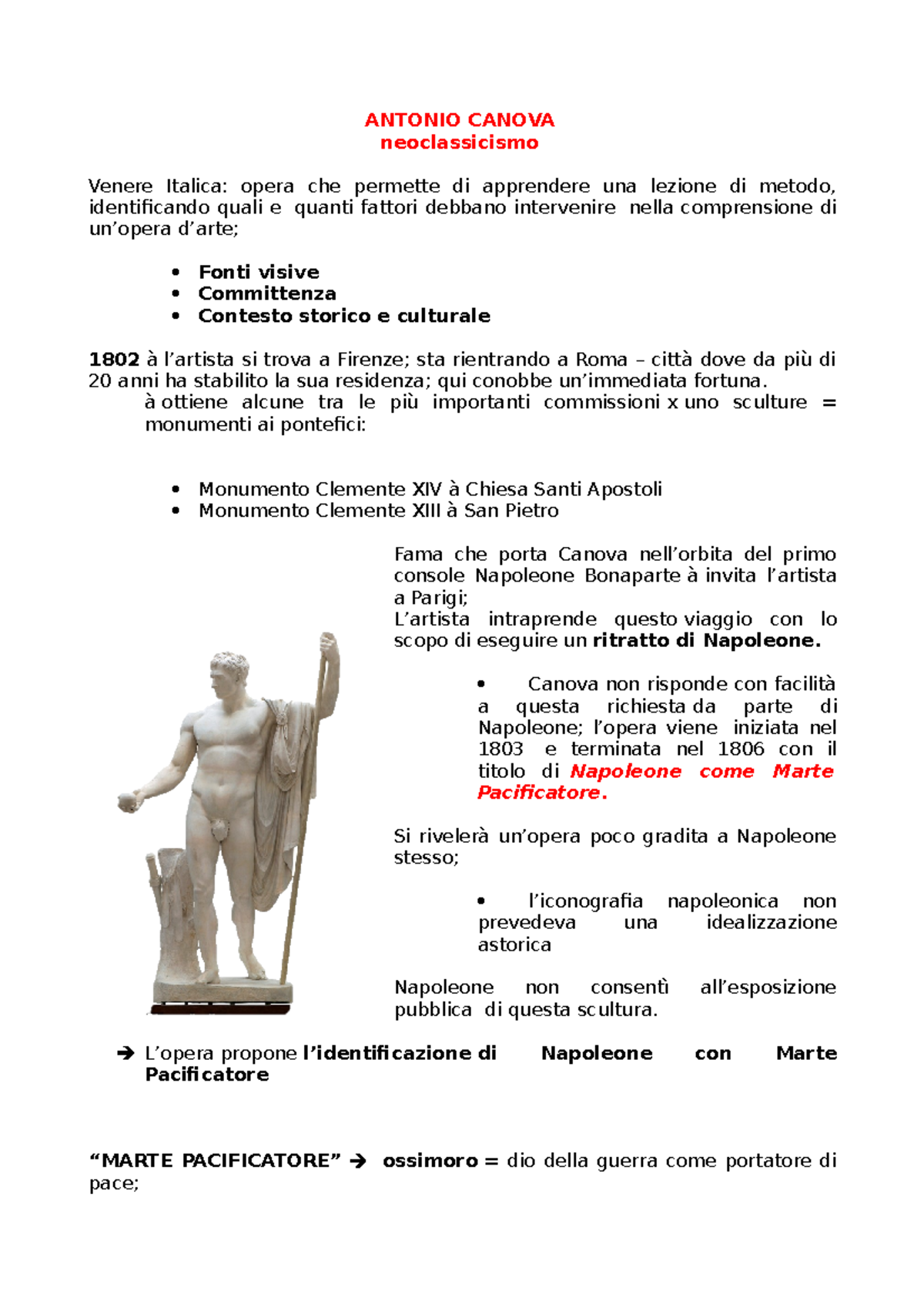 Antonio Canova - appunti storia dell'arte - ANTONIO CANOVA neoclassicismo Venere Italica: opera ...