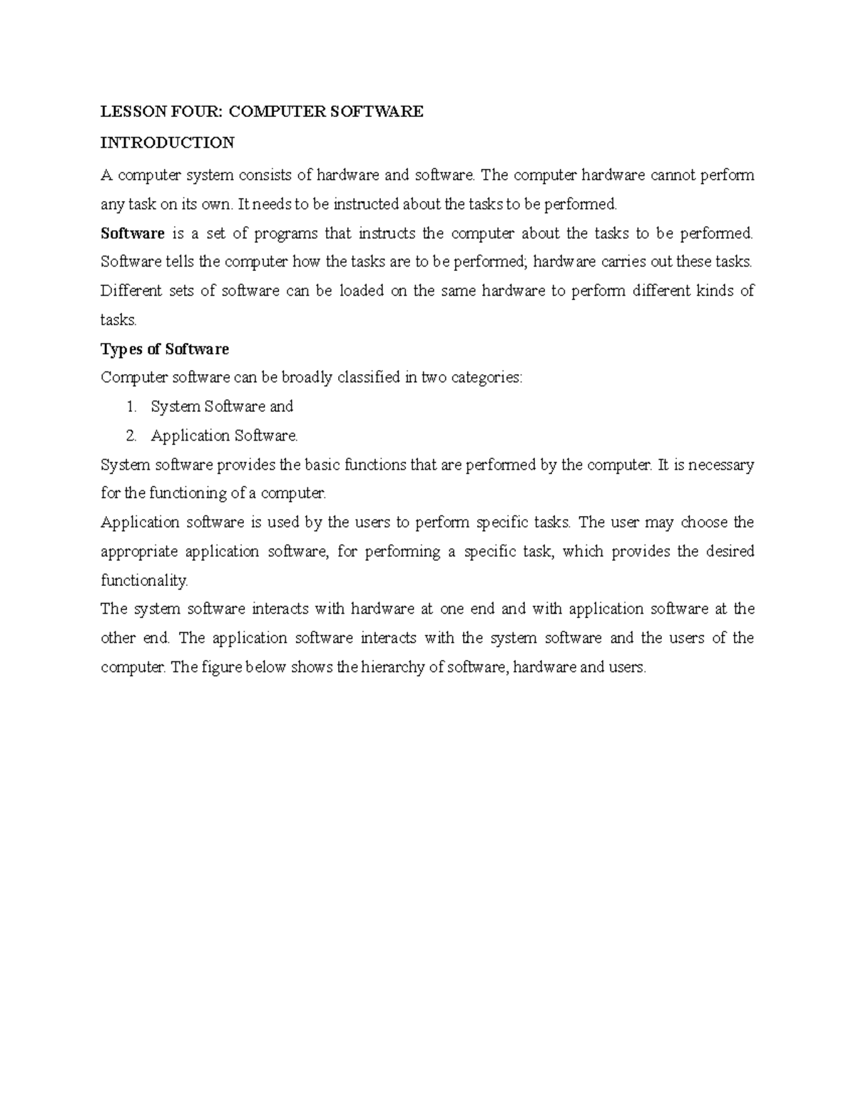 Lecture 5 E Notes Computer Software Lesson Four Computer Software