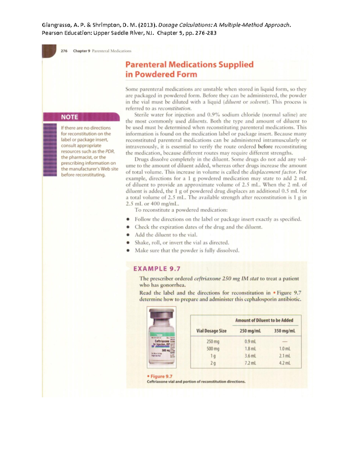 Med Math Reconstituting Drugs - Pearson Education: Upper Saddle River ...