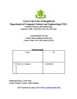 Lab-Project-Report CSE-208 - Green University of Bangladesh Department ...