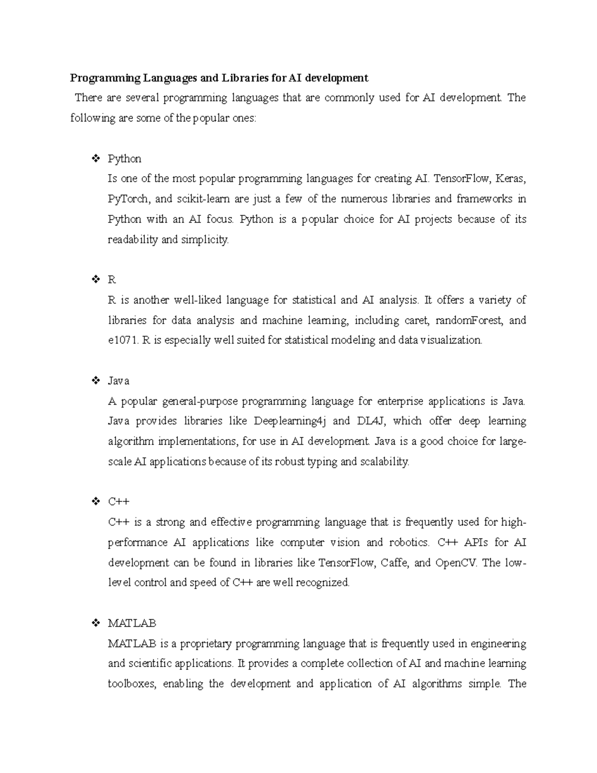 Programming Languages for AI development - Programming Languages and ...
