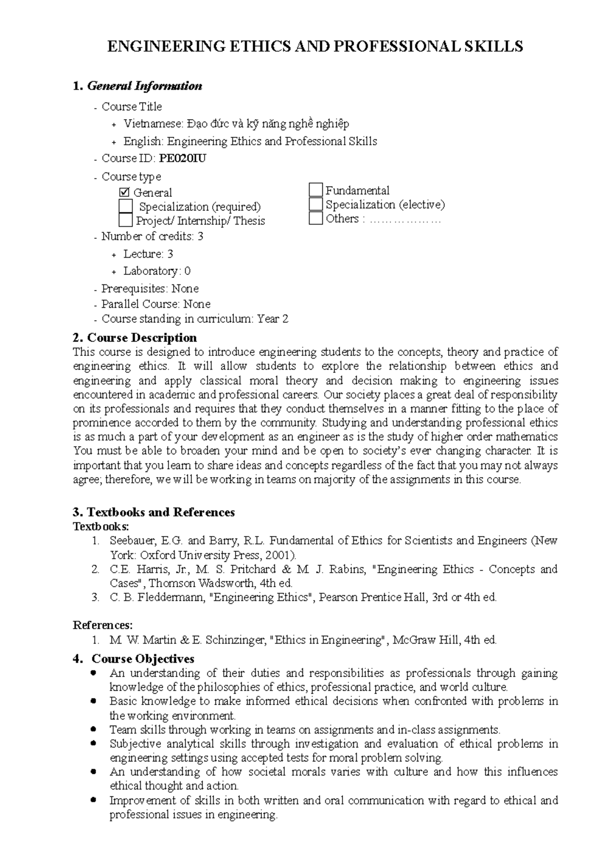 PE020IU Engineering Ethics and Professional Skills (sent) - ENGINEERING ...