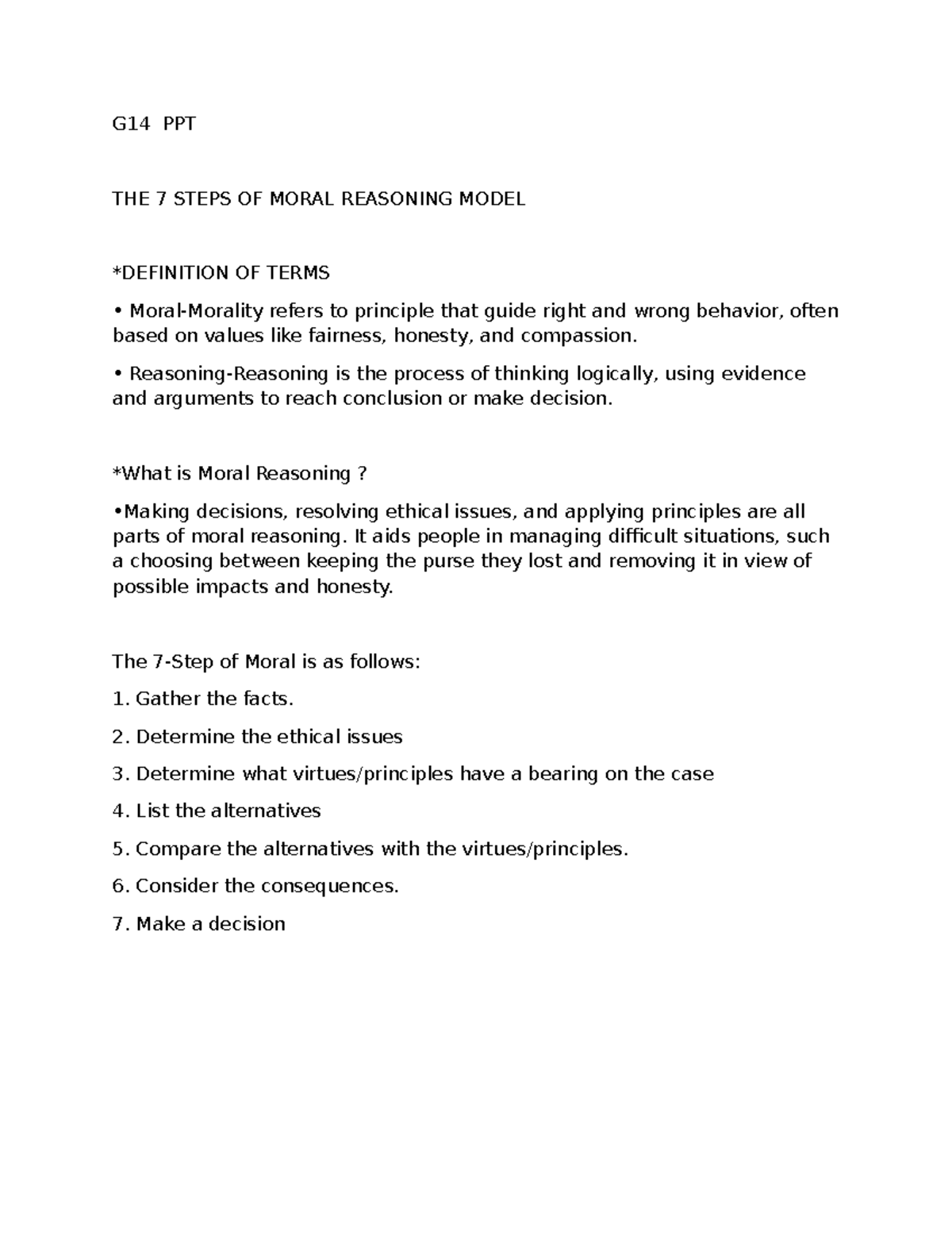 Inbound 6772100125393429408 - G14 PPT THE 7 STEPS OF MORAL REASONING ...