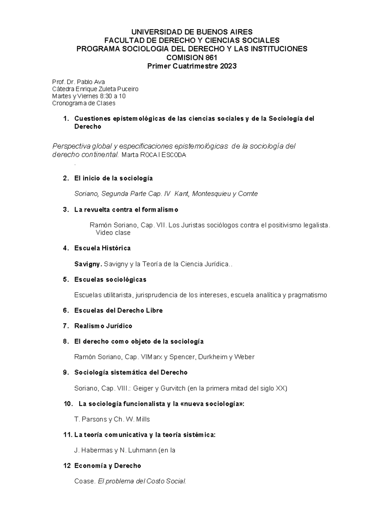 UBA-Programa Sociología del Derecho 2023 - UNIVERSIDAD DE BUENOS AIRES ...