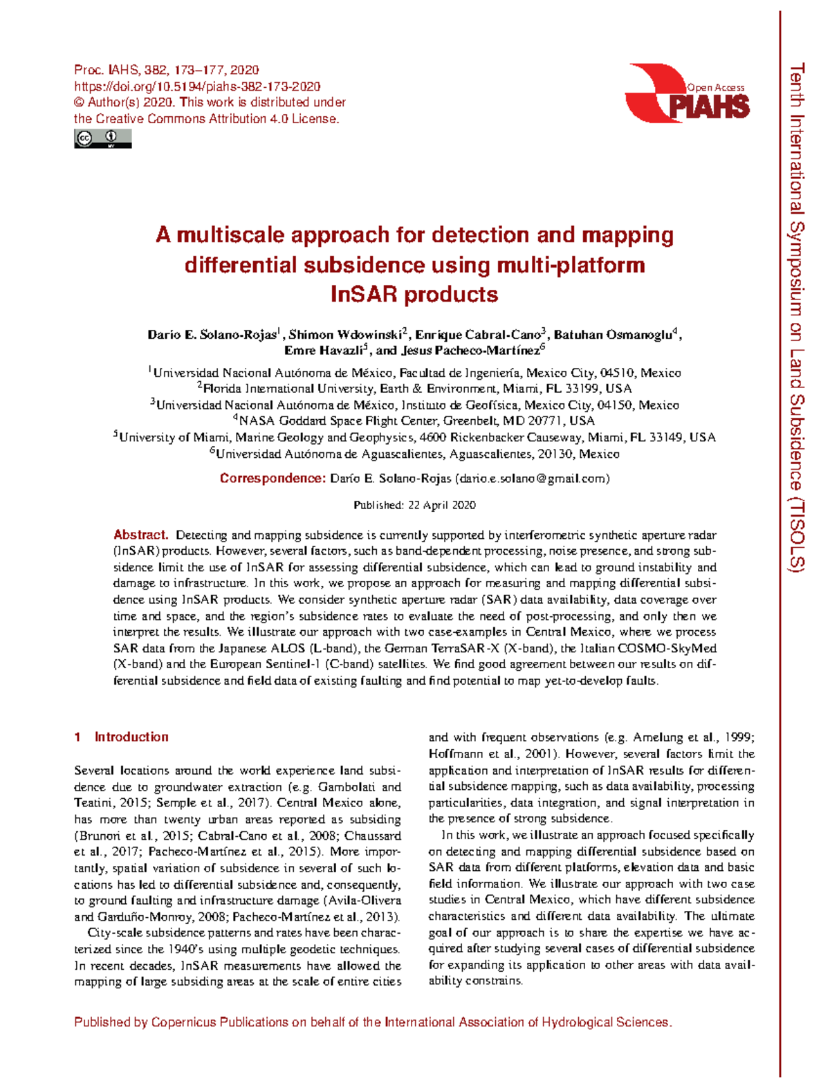 Solano-Rojas et al 2020 - Proc. IAHS, 382, 173–177, 2020 doi/10.5194 ...