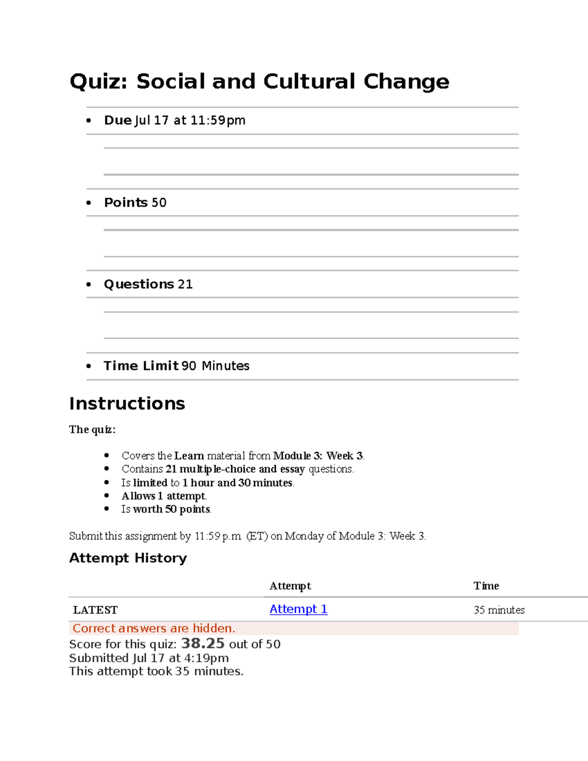 Quiz Social and Cultural Change - . IsAllowsIs limitedworth 50 points 1 ...