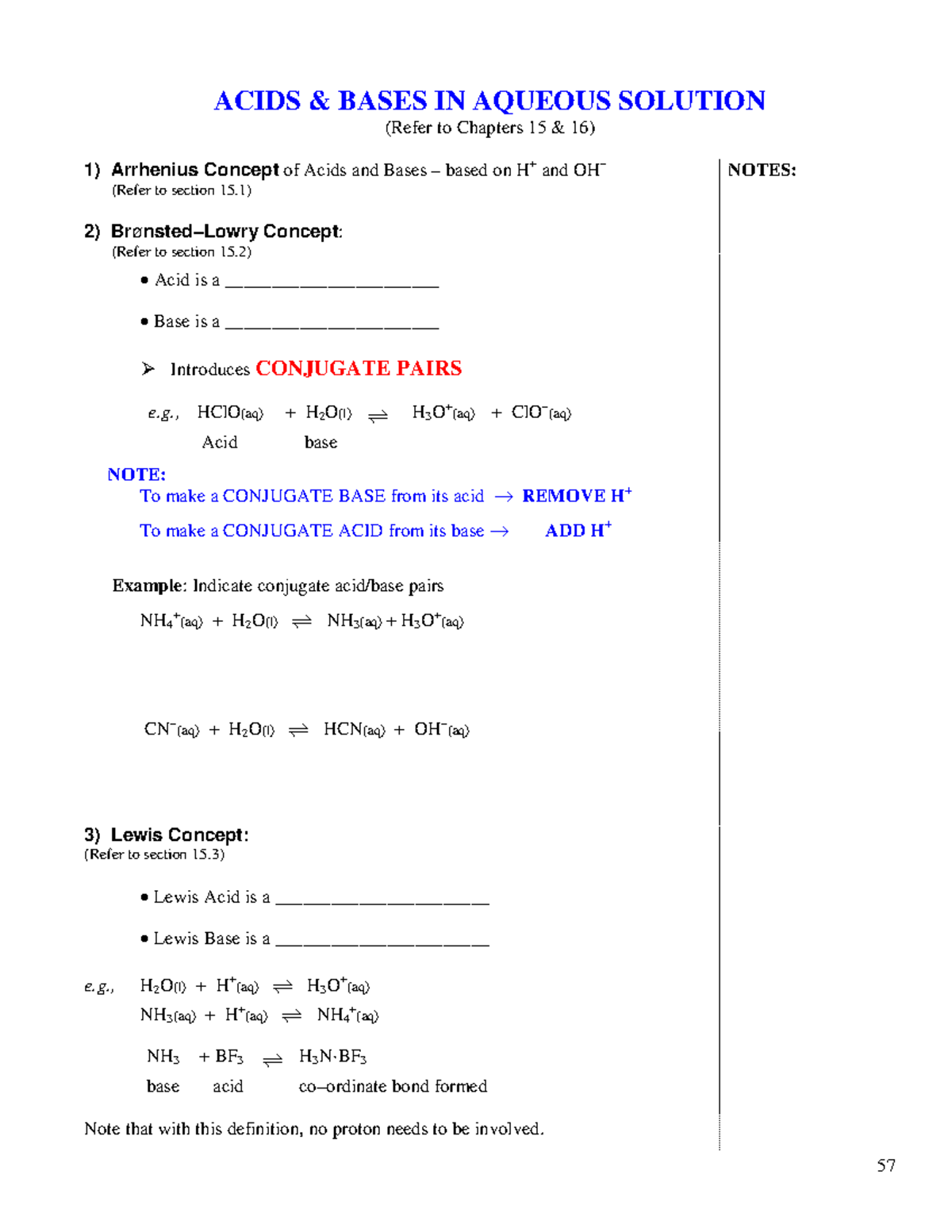1. Acid Base Chem F19 - lecture notes - ACIDS & BASES IN AQUEOUS ...