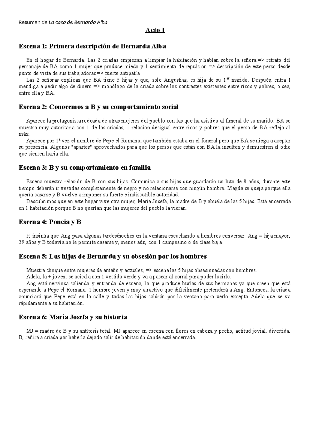 Resumen Casa de Bernarda Alba - Resumen de La casa de Bernarda Alba ...