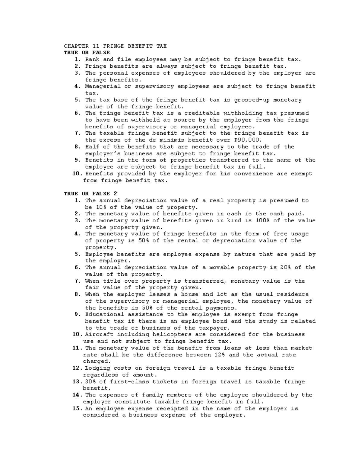 437712701 Income Tax Banggawan Ch11 docx - CHAPTER 11 FRINGE BENEFIT ...