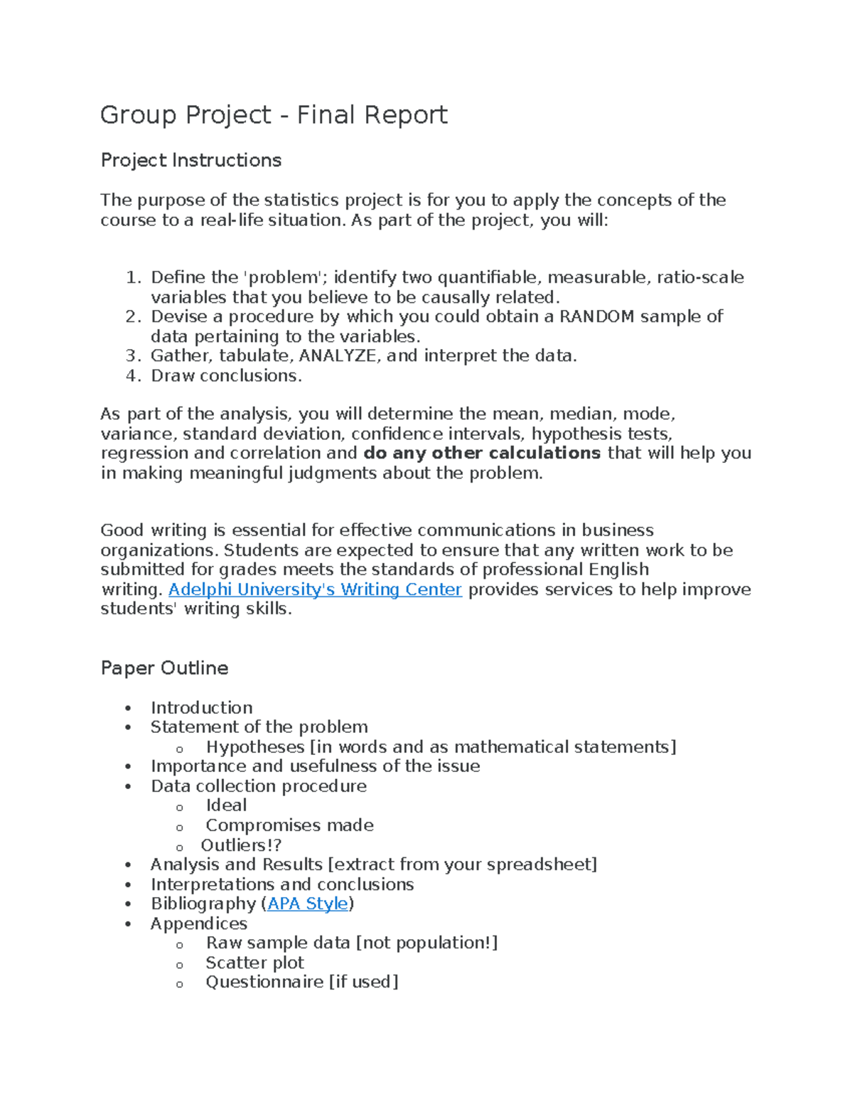 STAT Final Project - Group Project - Final Report Project Instructions ...