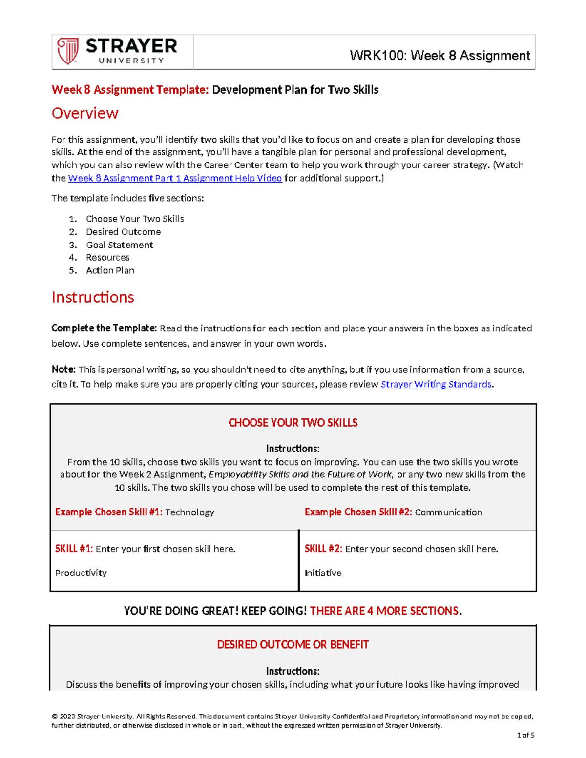WRK100 Week 8 Development Plan - Week 8 Assignment Template ...