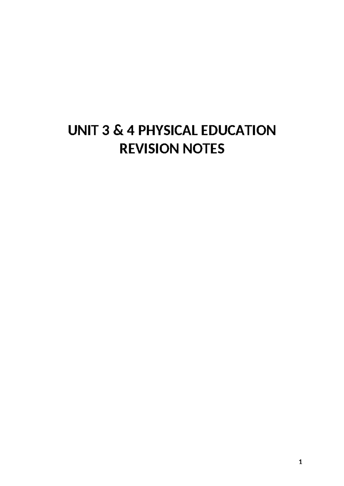 Exam Revision notes - UNIT 3 & 4 PHYSICAL EDUCATION REVISION NOTES UNIT ...