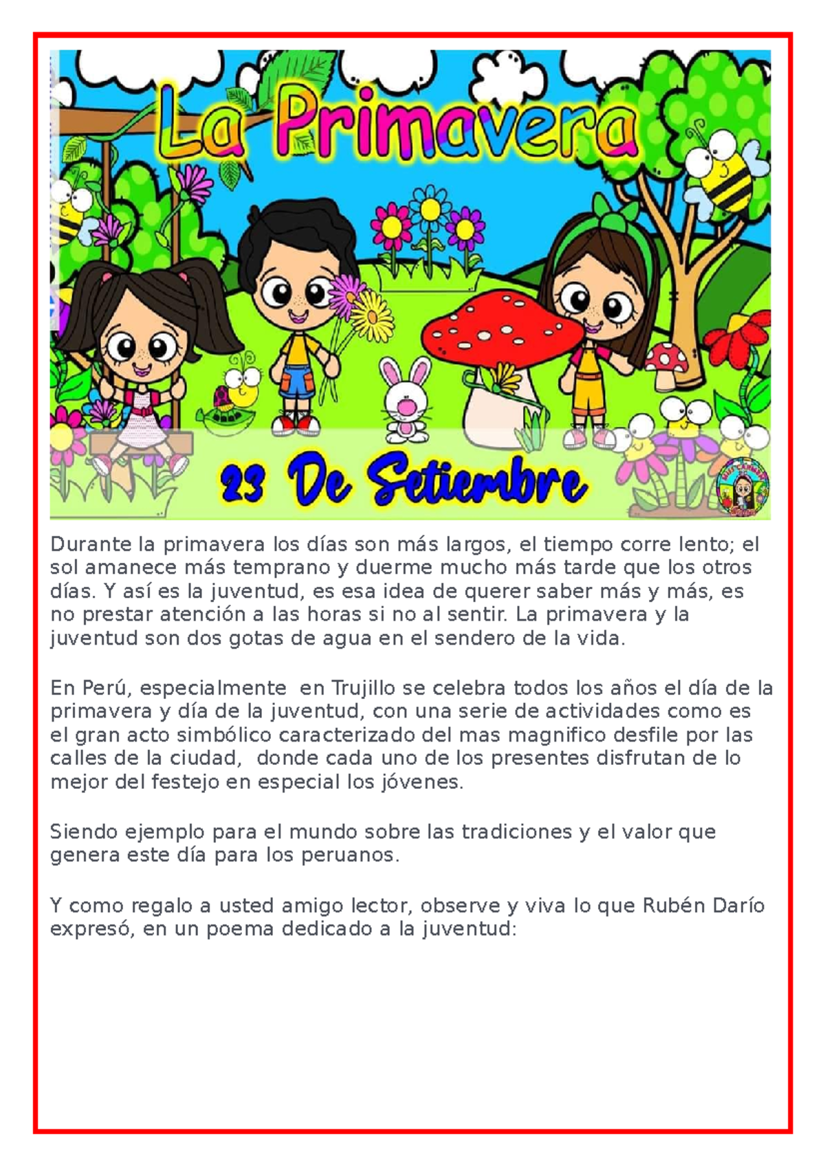 La primavera - general - Durante la primavera los días son más largos ...