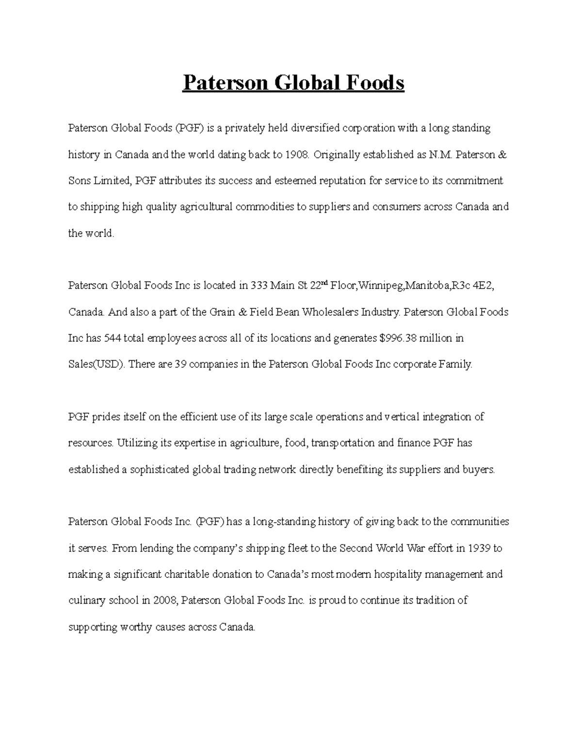 Paterson Global Foods - Paterson Global Foods Paterson Global Foods ...