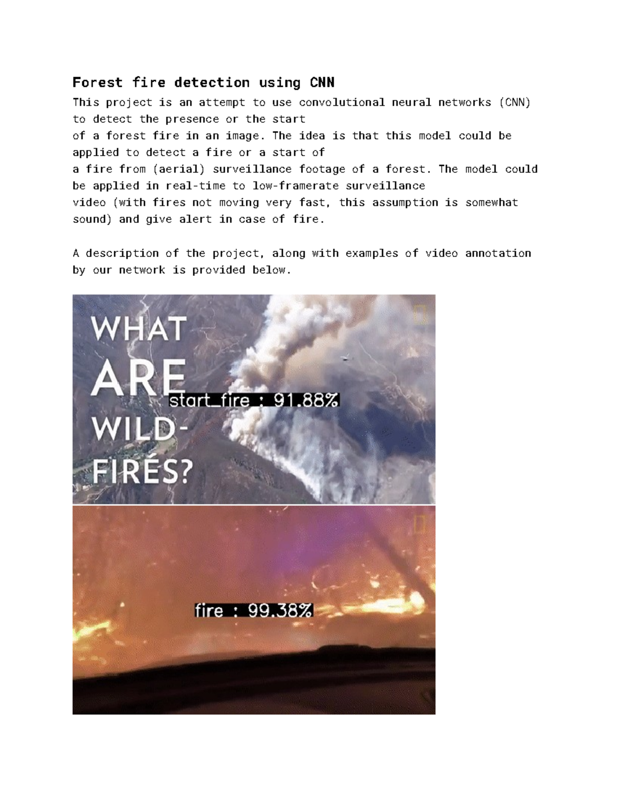 Forest Fire Detection Using Cnn The Idea Is That This Model Could Be