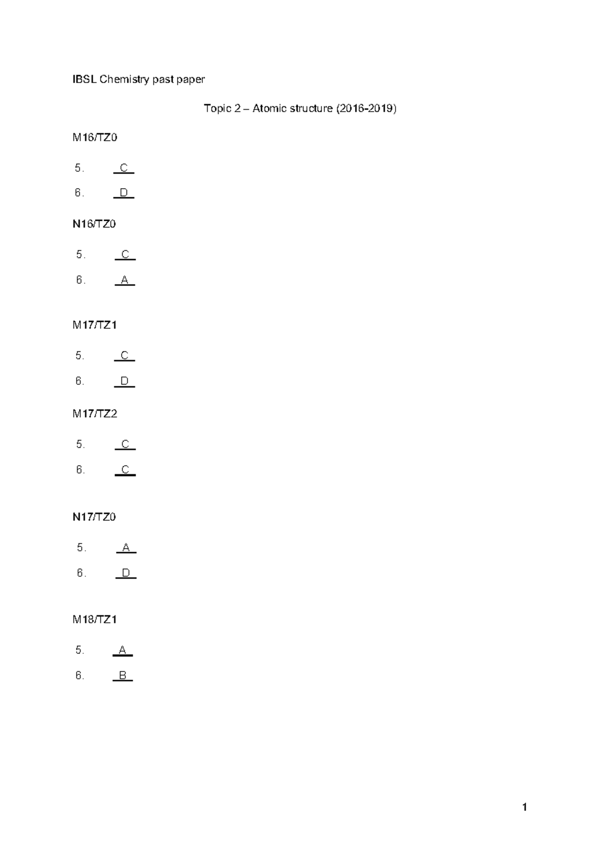 Topic 2 (2016-2019 ) MS - practice materials - 1 IBSL Chemistry past ...