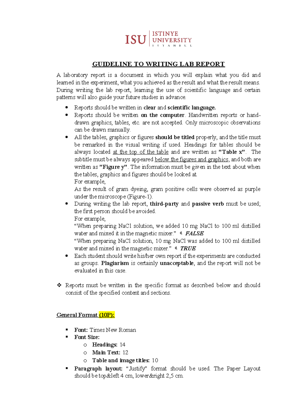 Laboratory report writing guideline - GUIDELINE TO WRITING LAB REPORT A ...