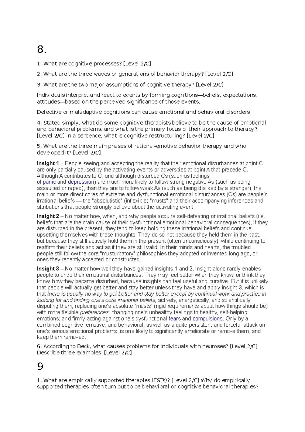 Psyc 3150 - Summary Behavioural Modification Applications - 8. 1. What are cognitive processes ...