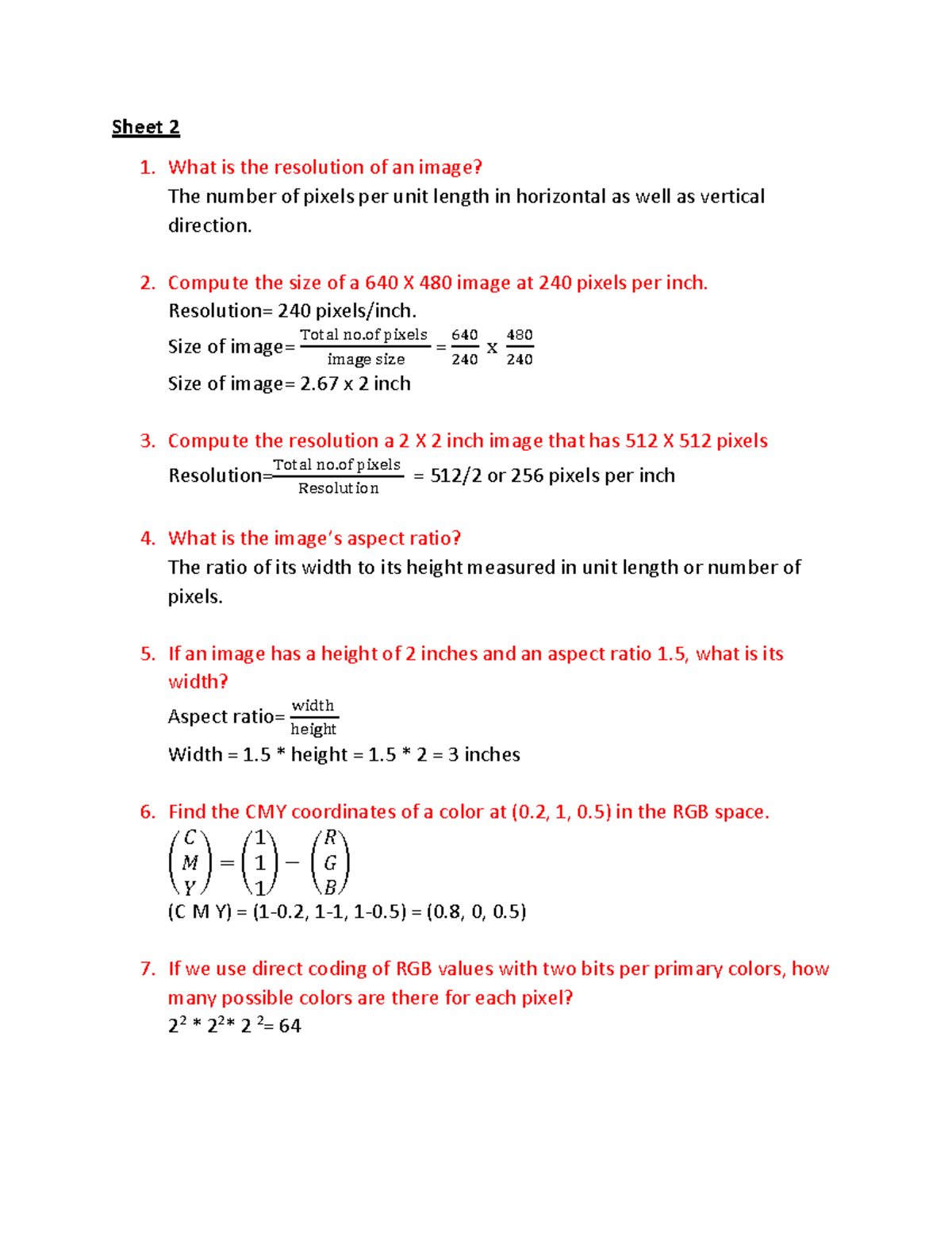 Sheet 2-1 - ffffffffffffffffff - Sheet 2 What is the resolution of an image? The number of ...