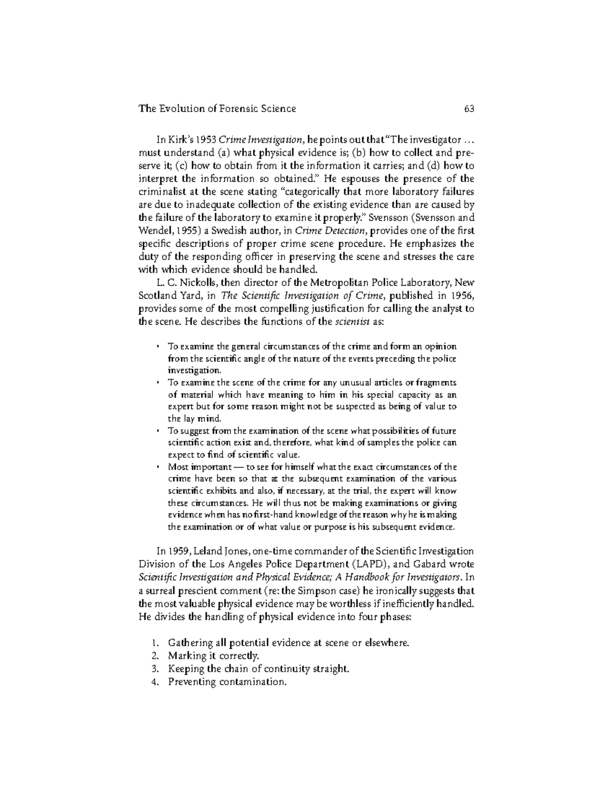 Forensic Science -48 - The Evolution of Forensic Science 63 In Kirk’s ...