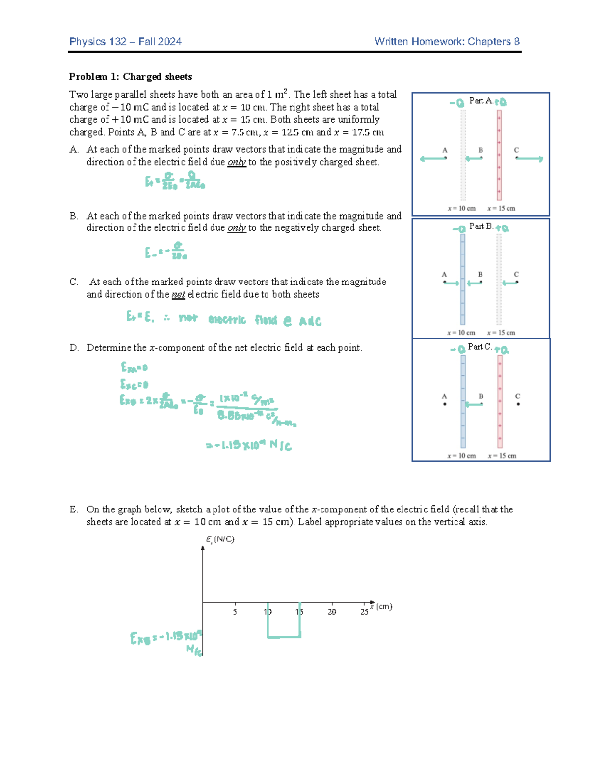 Ch 8 - Written Problems - Fa24 - Physics 132 – Fall 2024 Written Homework: Chapters 8 Problem 1 ...