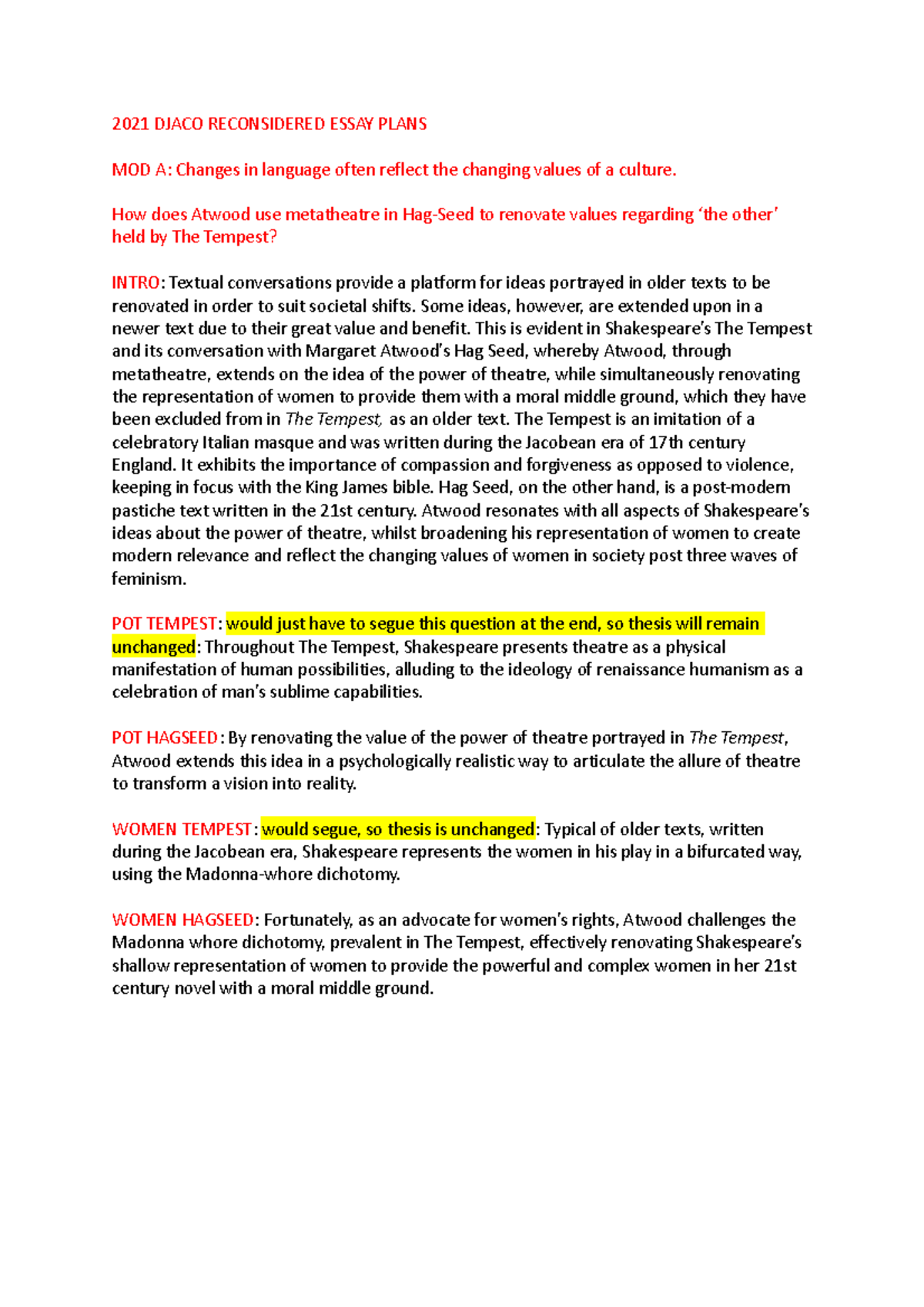 2021 Djaco Reconsidered Essay Plans - 2021 DJACO RECONSIDERED ESSAY ...