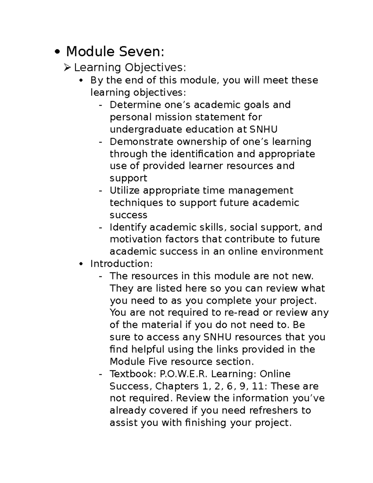 Module Seven Success Strat Online - Module Seven: Learning Objectives ...