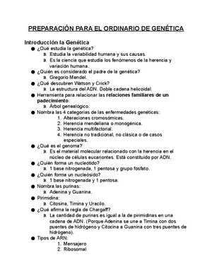 Documento genetica - Genética - Enfermedad Características ...